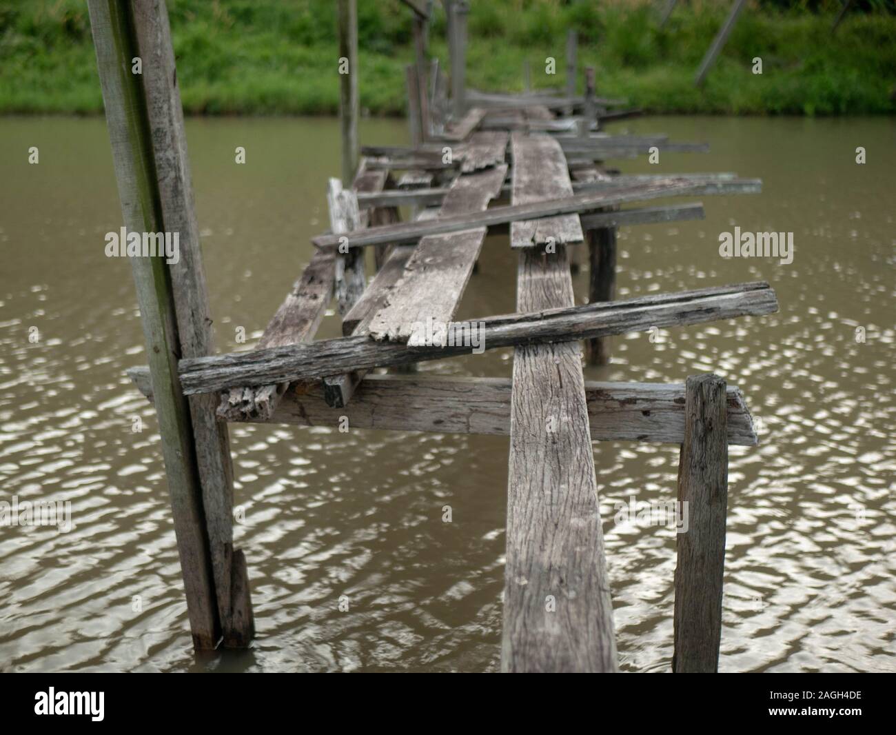 old broken wooden bridge Stock Photo - Alamy