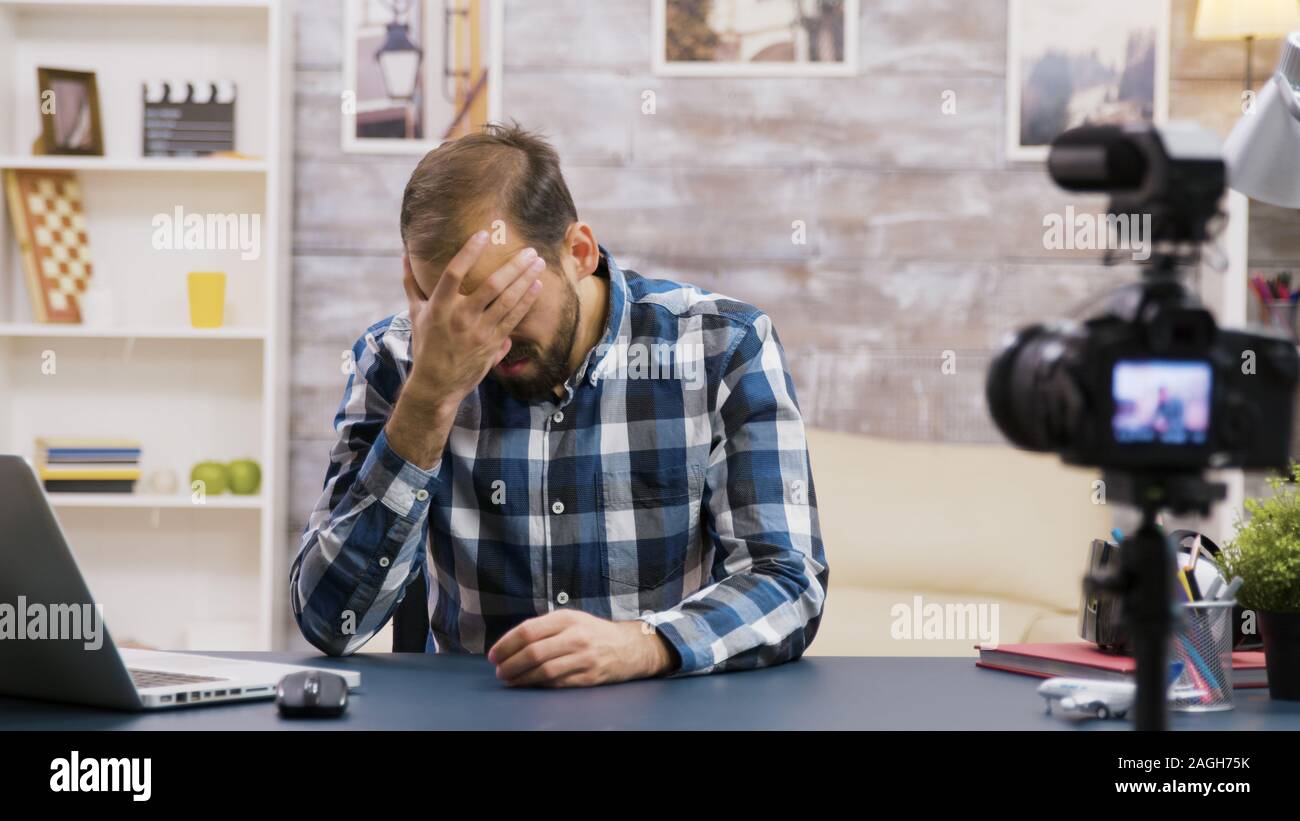 Angry influencer recording vlog hi-res stock photography and images - Alamy