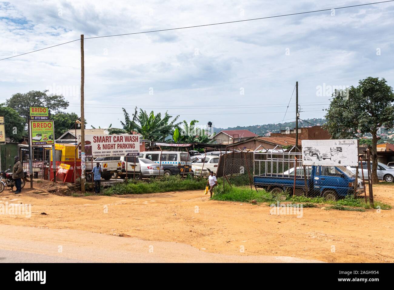 Shops and business premises on the outskirts of Mukono, East of Kampala ...
