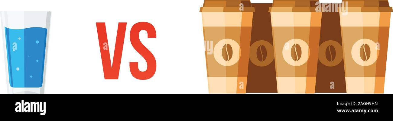 a glass of water versus cups of coffee Stock Vector Image & Art - Alamy
