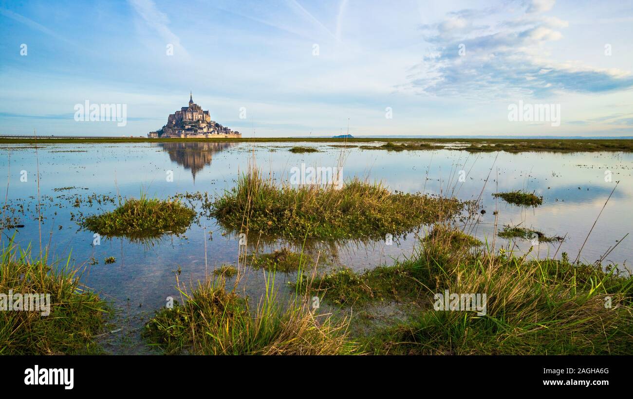 Le Mont-Saint-Michel viewed from the bay in Normandy, France Stock ...