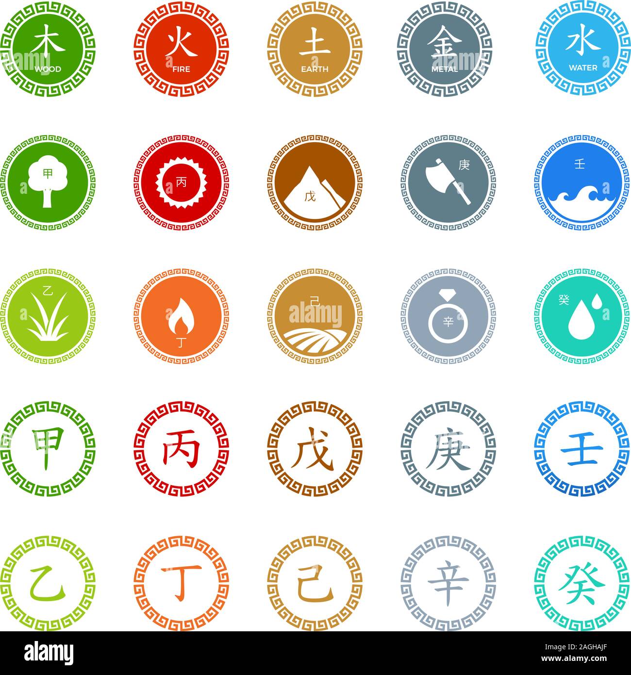 The Ten Chinese Elements. Eps 10 Vector Sign Stock Vector Image & Art ...