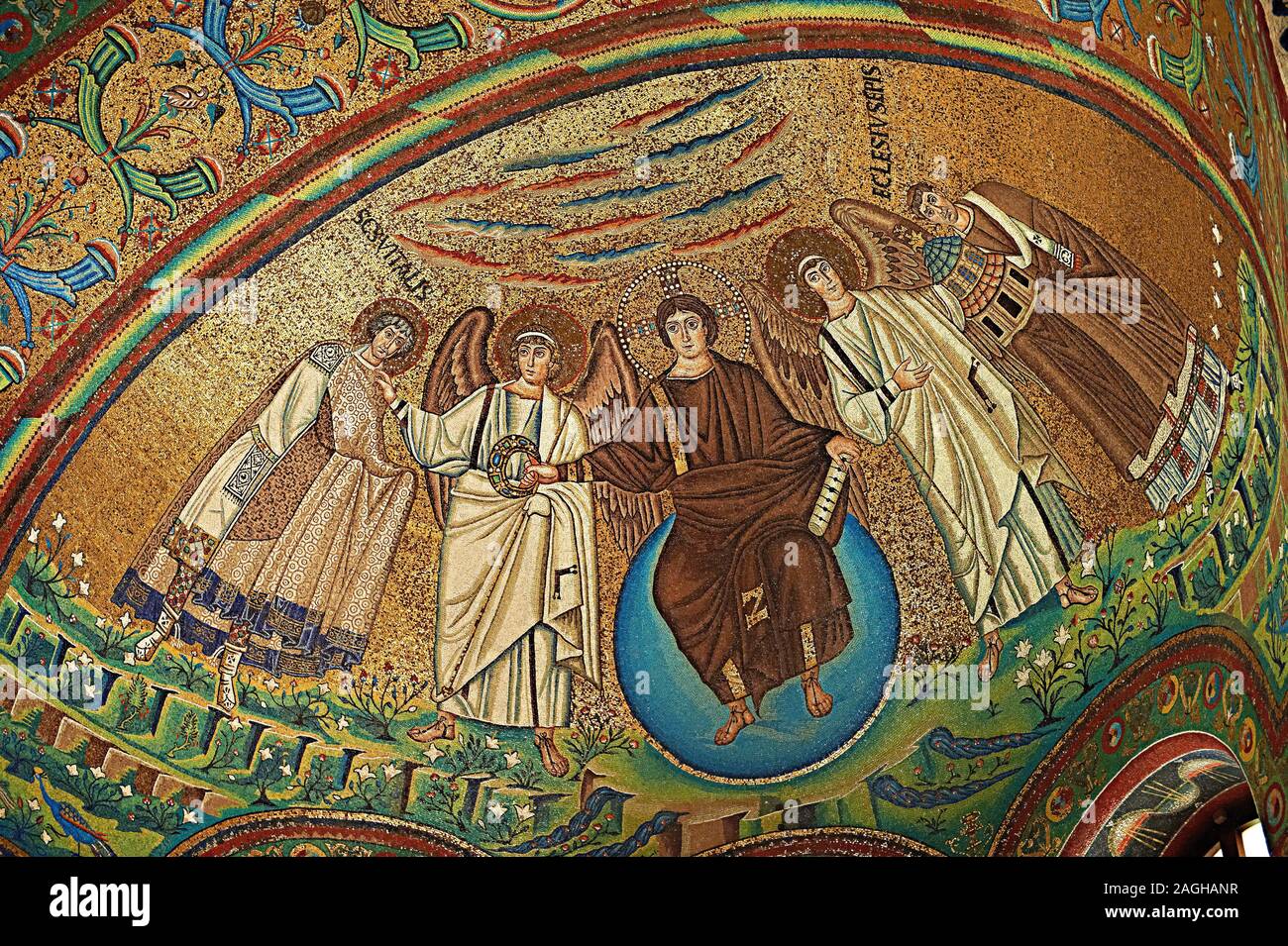 Byzantine Roman mosaics of the Basilica of San Vitale in Ravenna, Italy ...