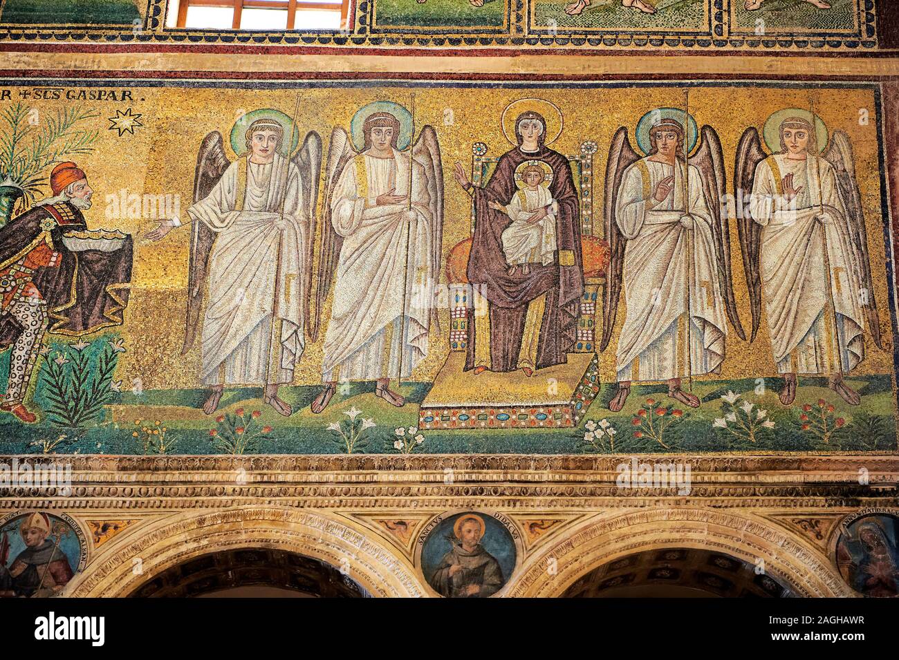 Byzantine Roman mosaics , c. 561 AD, in the Basilica of Sant'Apollinare ...