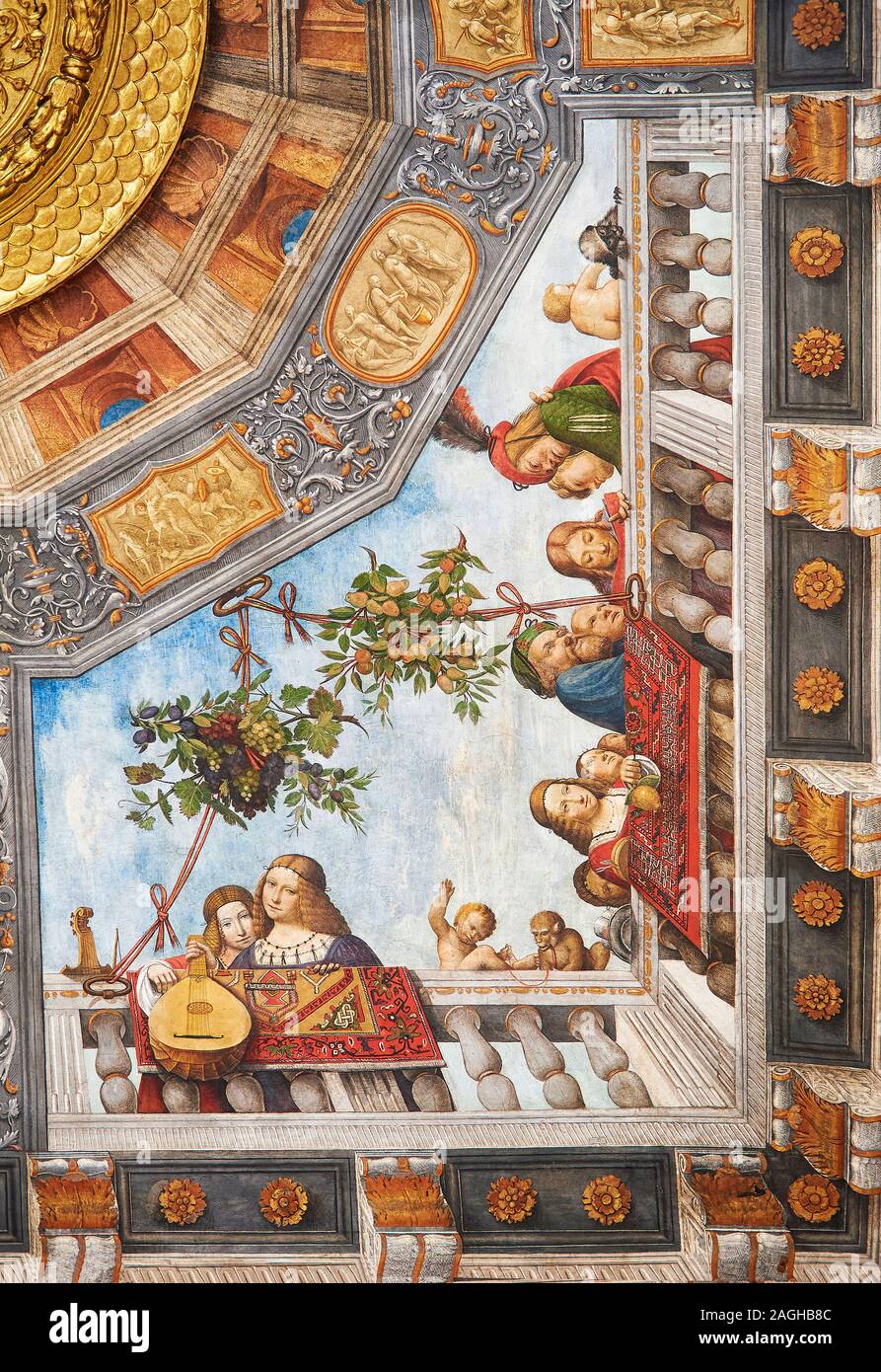 Renaissance trompe l'oeil ceiling fresco paintings,The Treasure Hall ...