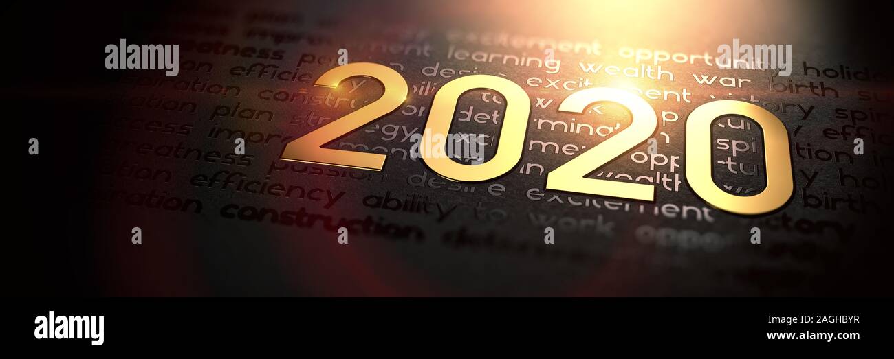 2020 - Macro Photo of Gold Slogan Stock Photo - Alamy