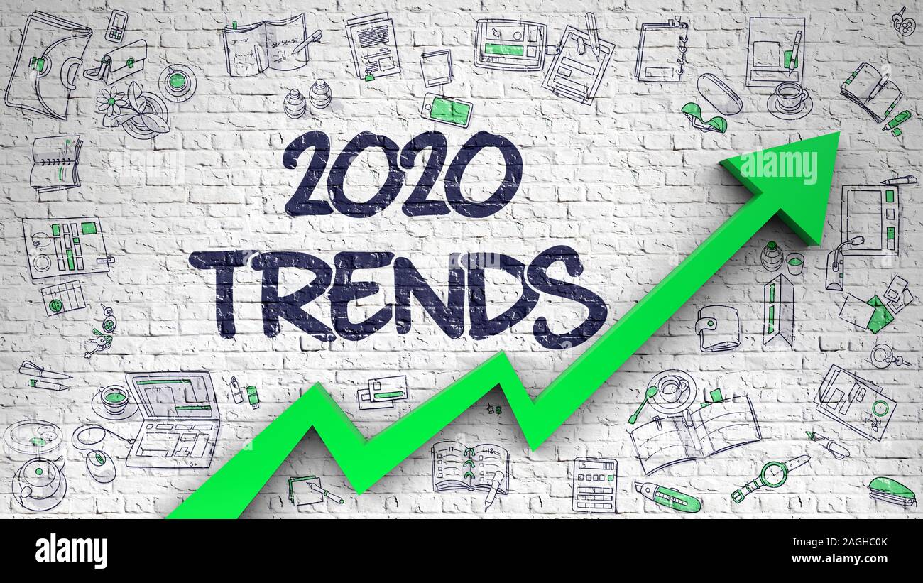 2020 Trends Drawn on Brick Wall Stock Photo - Alamy