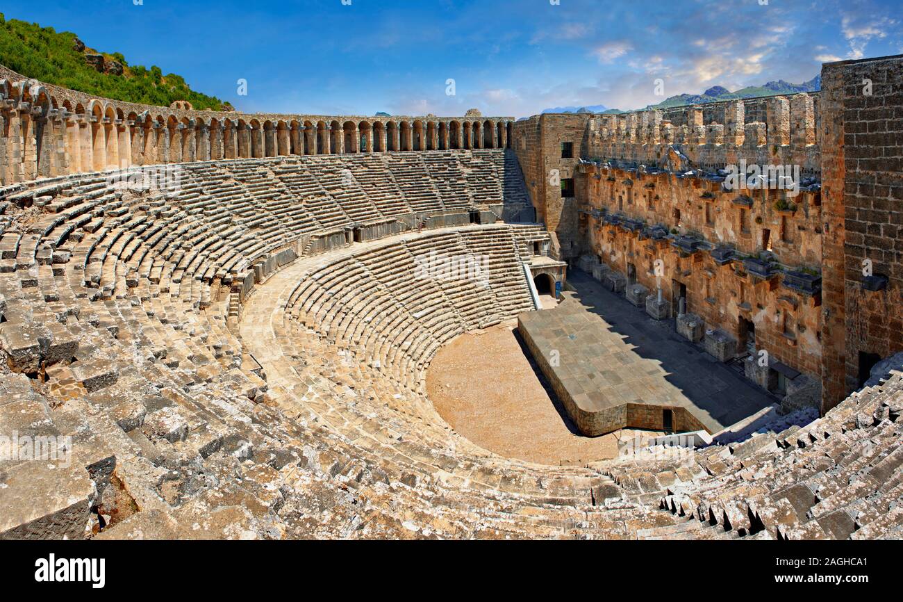The Roman Theatre of Aspendos, Turkey. Built in 155 AD during the rule ...
