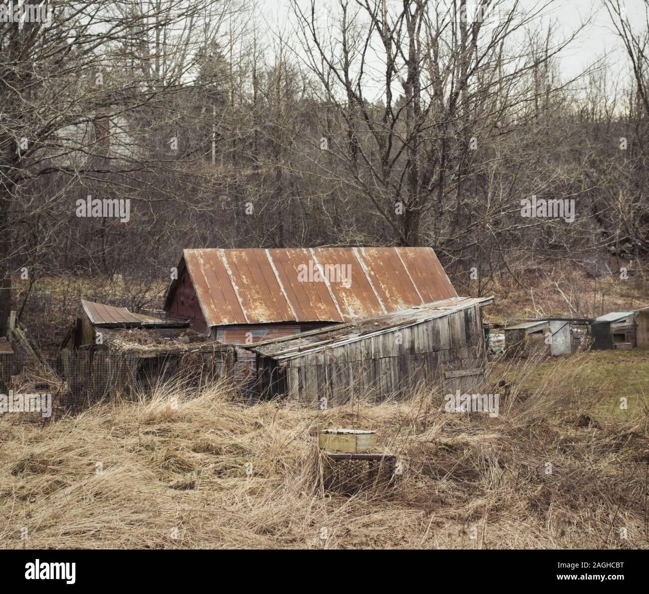 Old farm sheds in rustic country area Stock Photo - Alamy