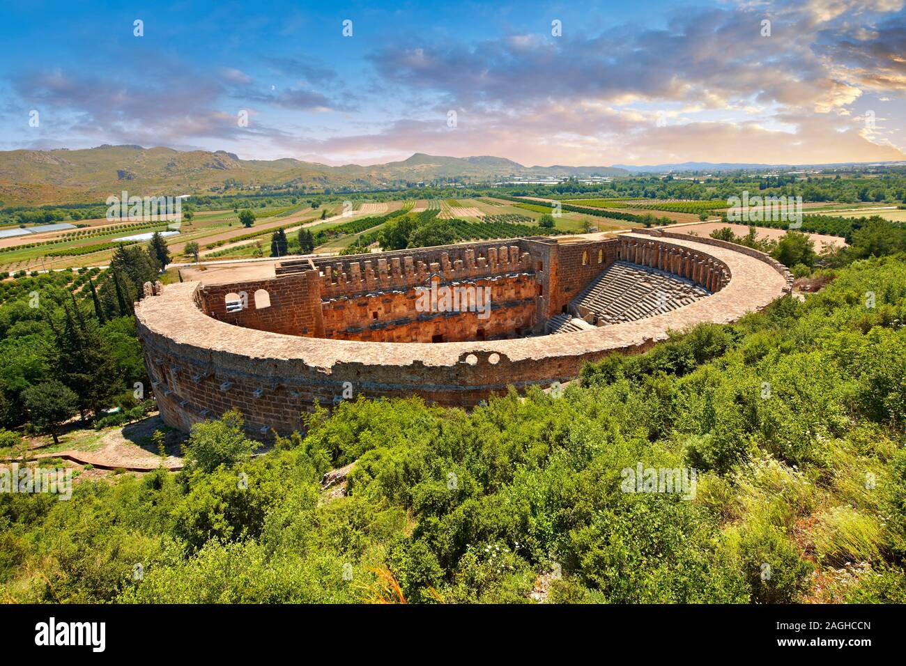 The Roman Theatre of Aspendos, Turkey. Built in 155 AD during the rule ...
