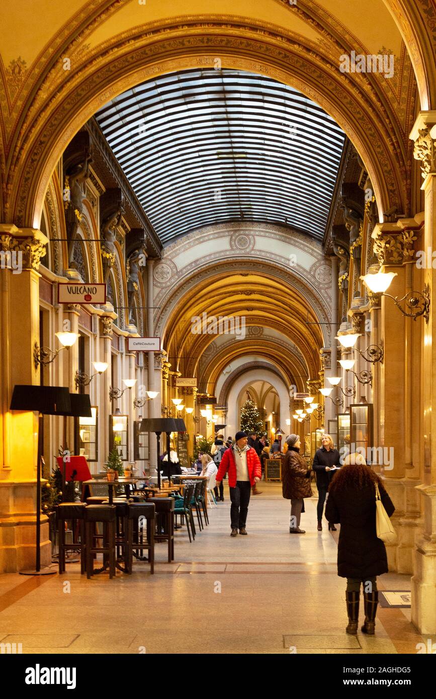 Street scene, Vienna city centre; Ferstel Passage Vienna - an ornate ...