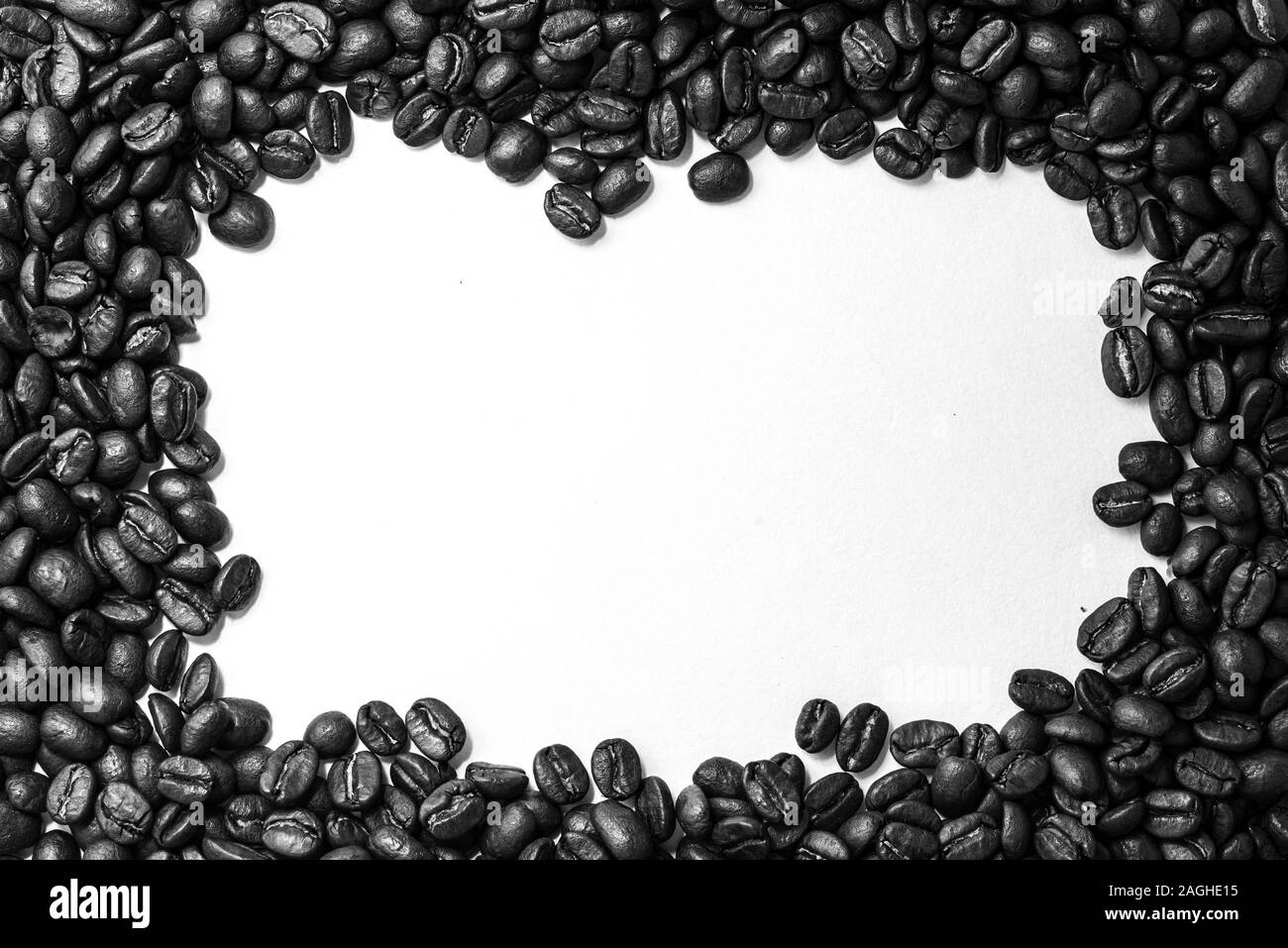 Square frame formed by coffee beans over a white background Stock Photo ...