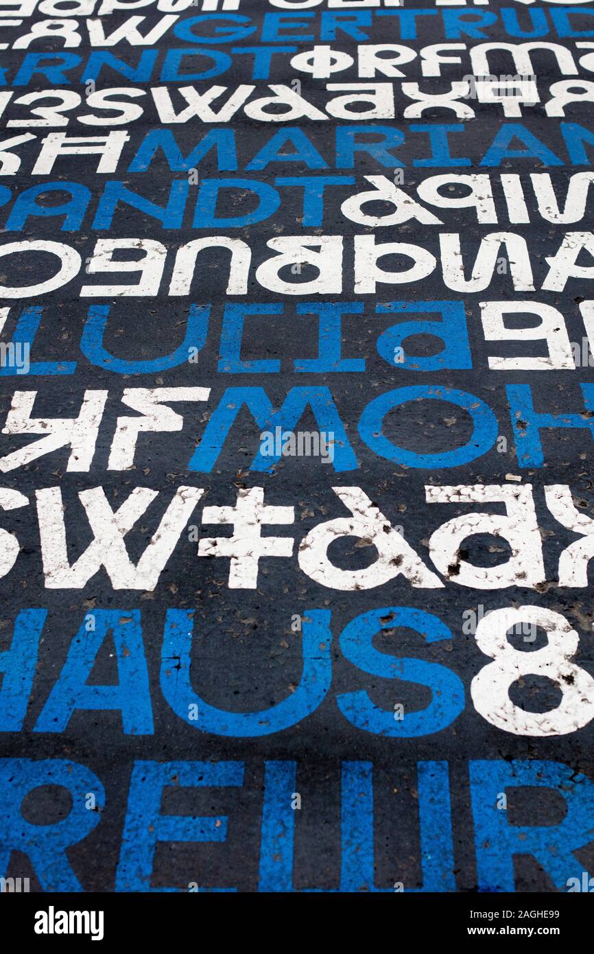 Decorative pedestrian crossing marking the centenary of the Bauhaus ...