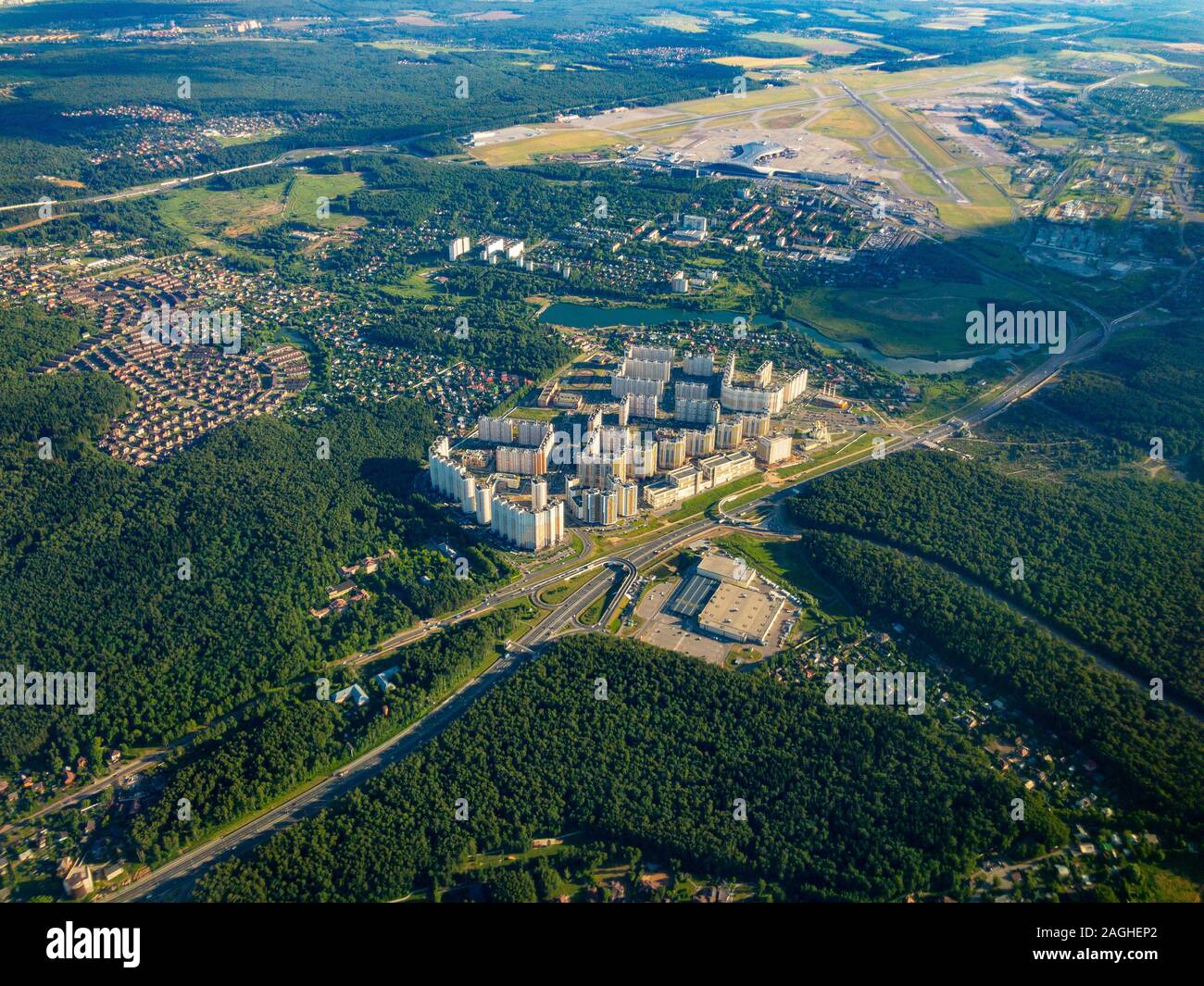 Aerial view of a multi-storey residential quarter Stock Photo - Alamy