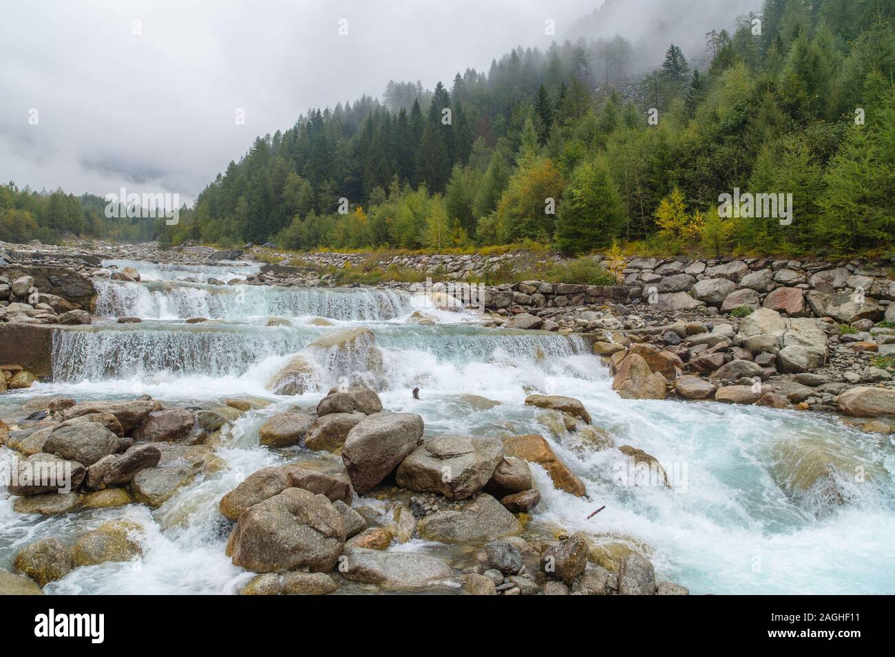 Mountain river near Entreves (Сourmayeur, Italy Stock Photo - Alamy
