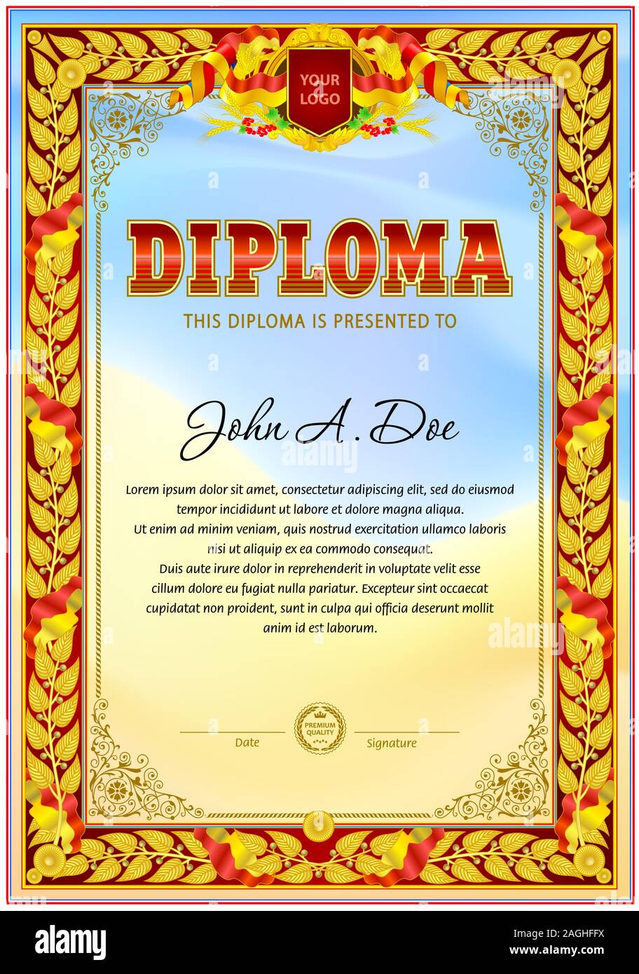 Diploma blank template. Blank for official documents Stock Vector Image ...