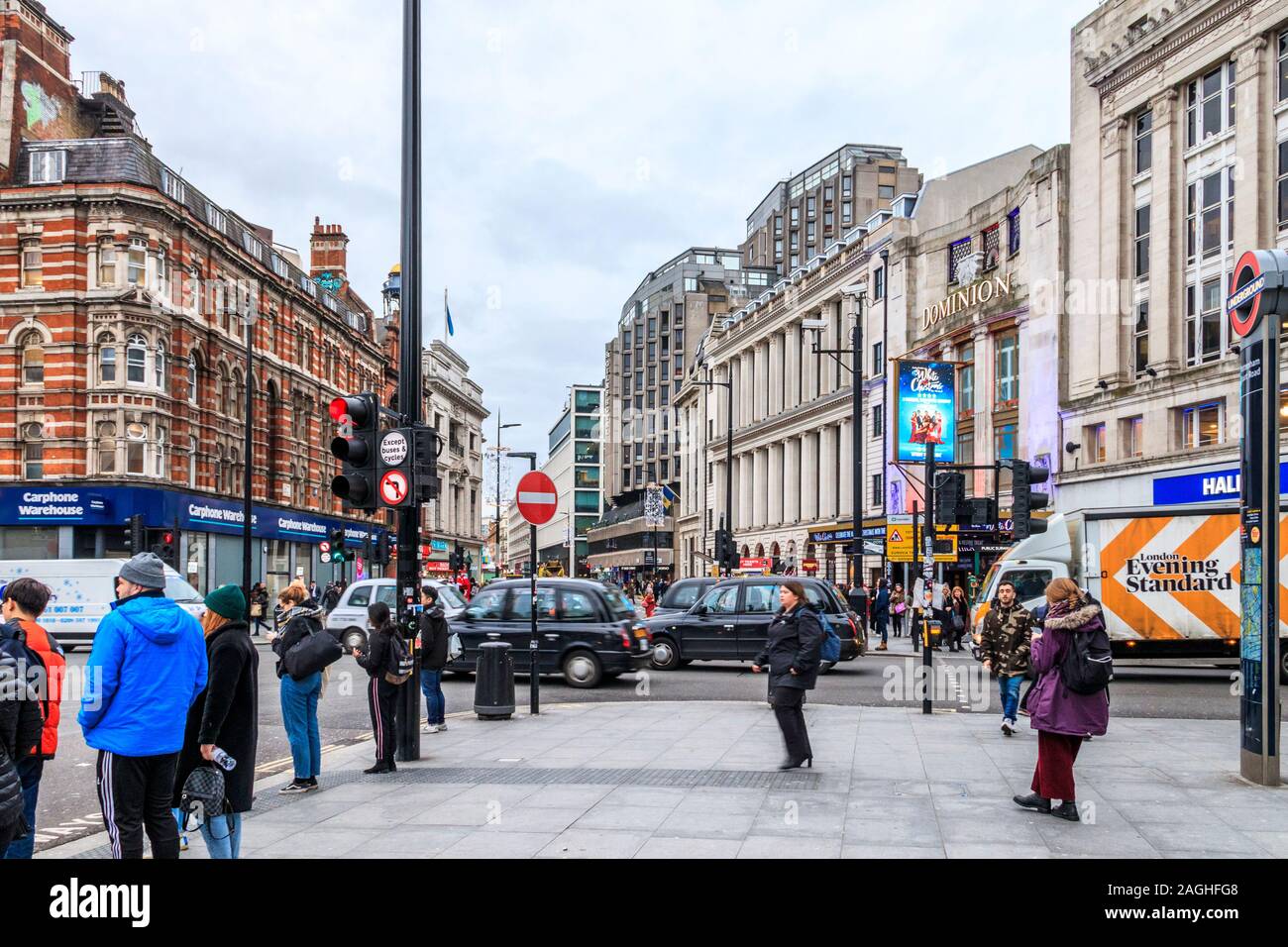 Tottenham Court Road junction with Oxford Street, the Dominion theatre ...