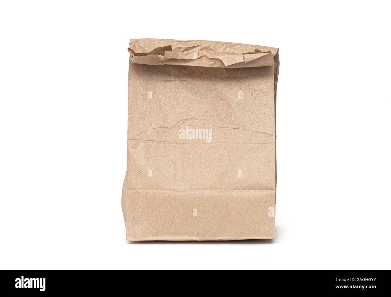 Crumpled paper Bag or Lunch Bag isolated on white Background Stock ...