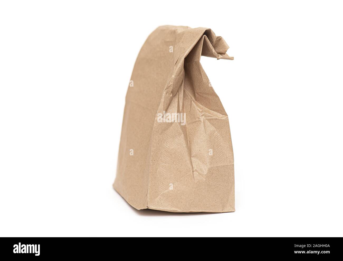 Crumpled paper Bag or Lunch Bag isolated on white Background Stock ...