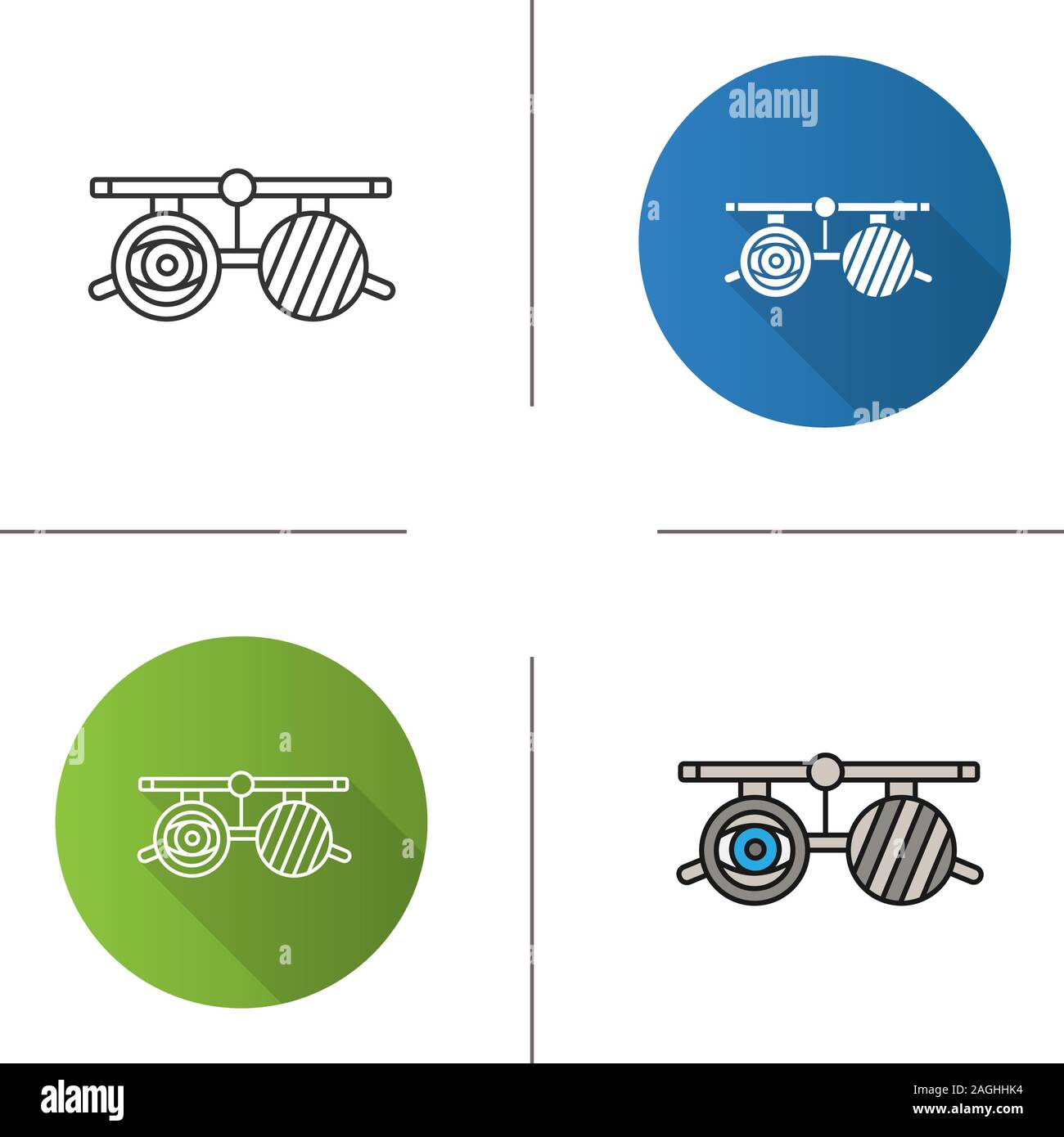 Eye exam glasses icon. Flat design, linear and color styles. Visual ...