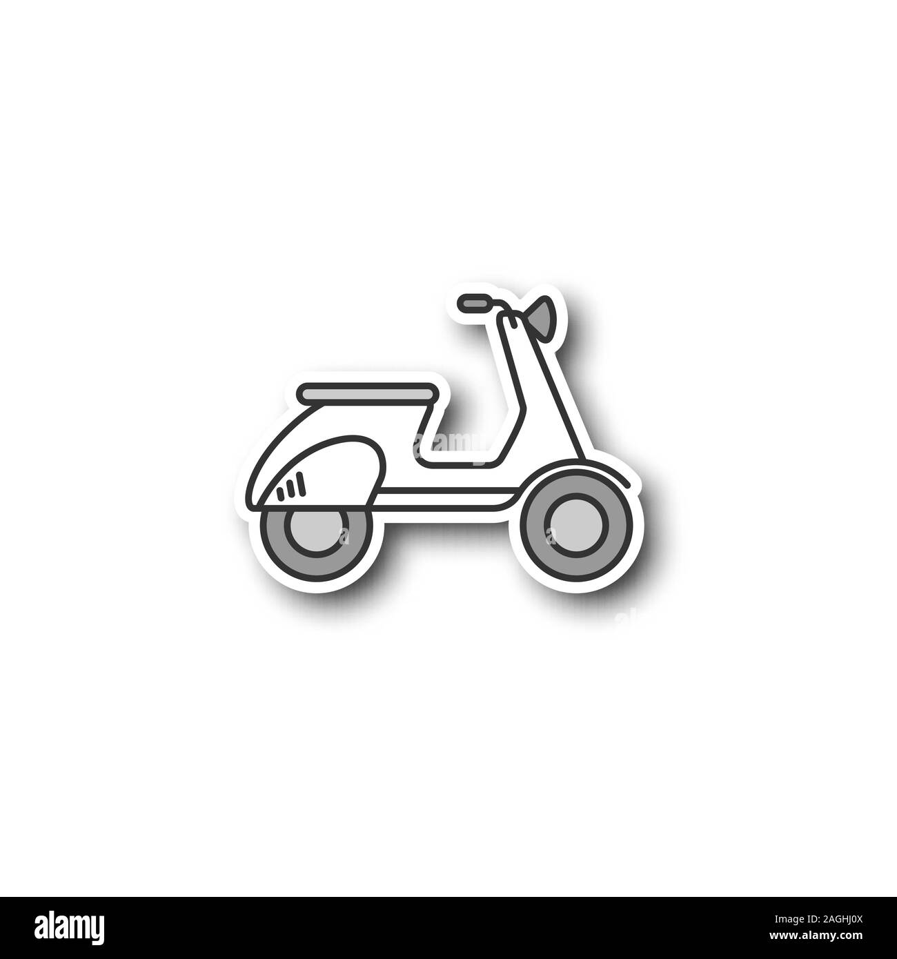 Scooter side view patch. Motorbike. Color sticker. Vector isolated ...