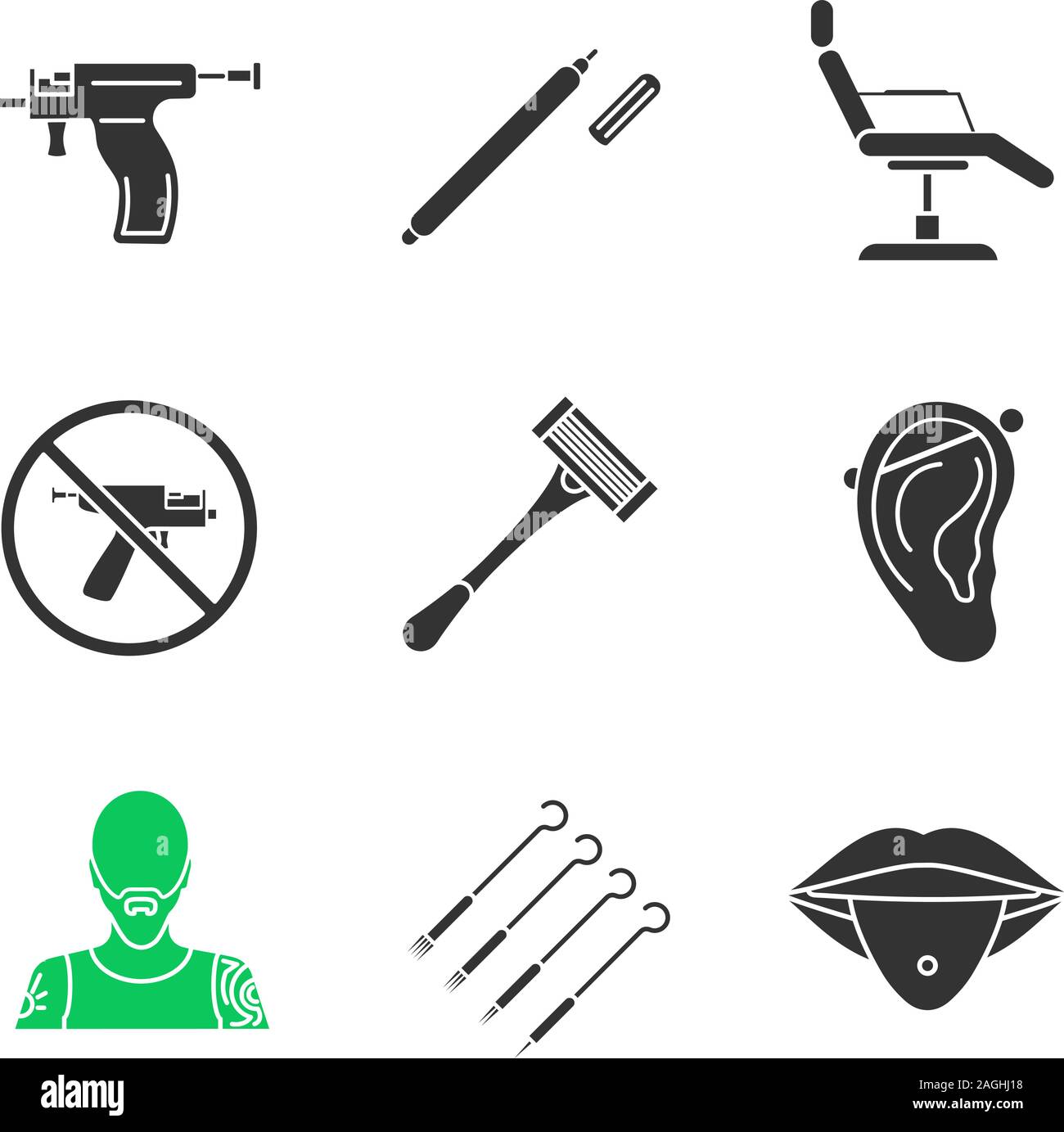 Tongue pierced Stock Vector Images - Alamy