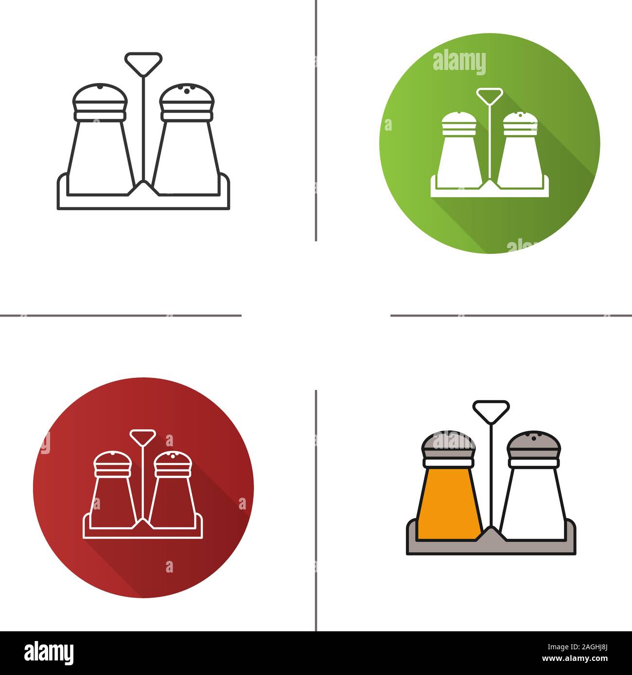 Salt or pepper shaker icon. Flat design, linear and color styles. Spice ...