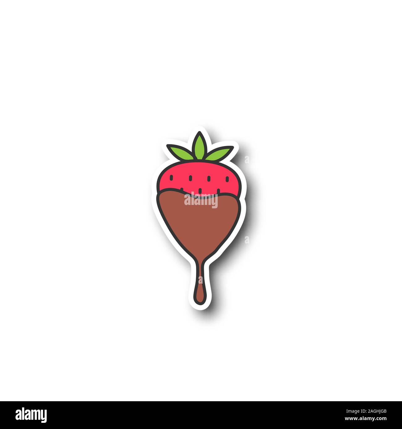 Chocolate covered strawberry patch. Color sticker. Vector isolated ...