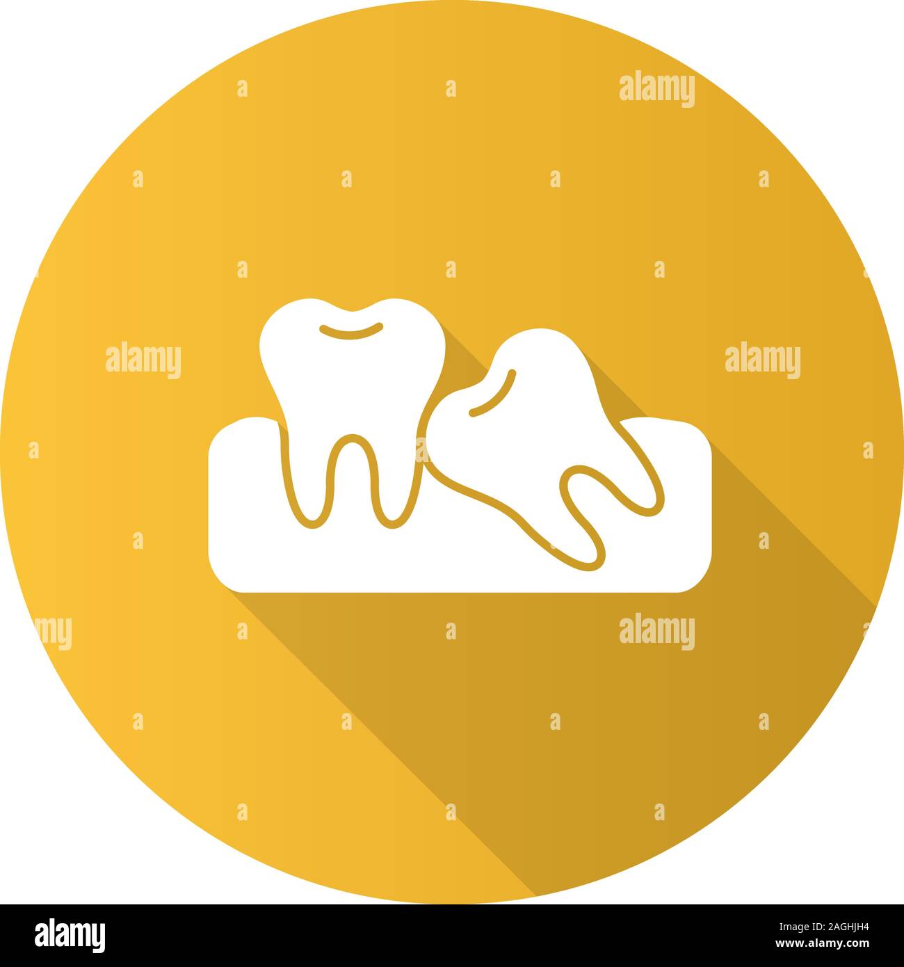 Crooked teeth flat design long shadow glyph icon. Malocclusion. Wisdom ...
