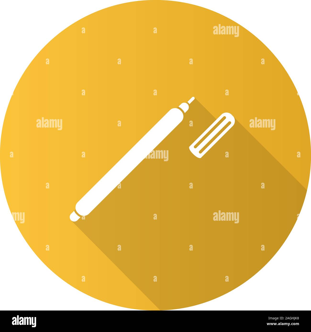 Marker pen flat design long shadow glyph icon. Highlighter. Vector ...