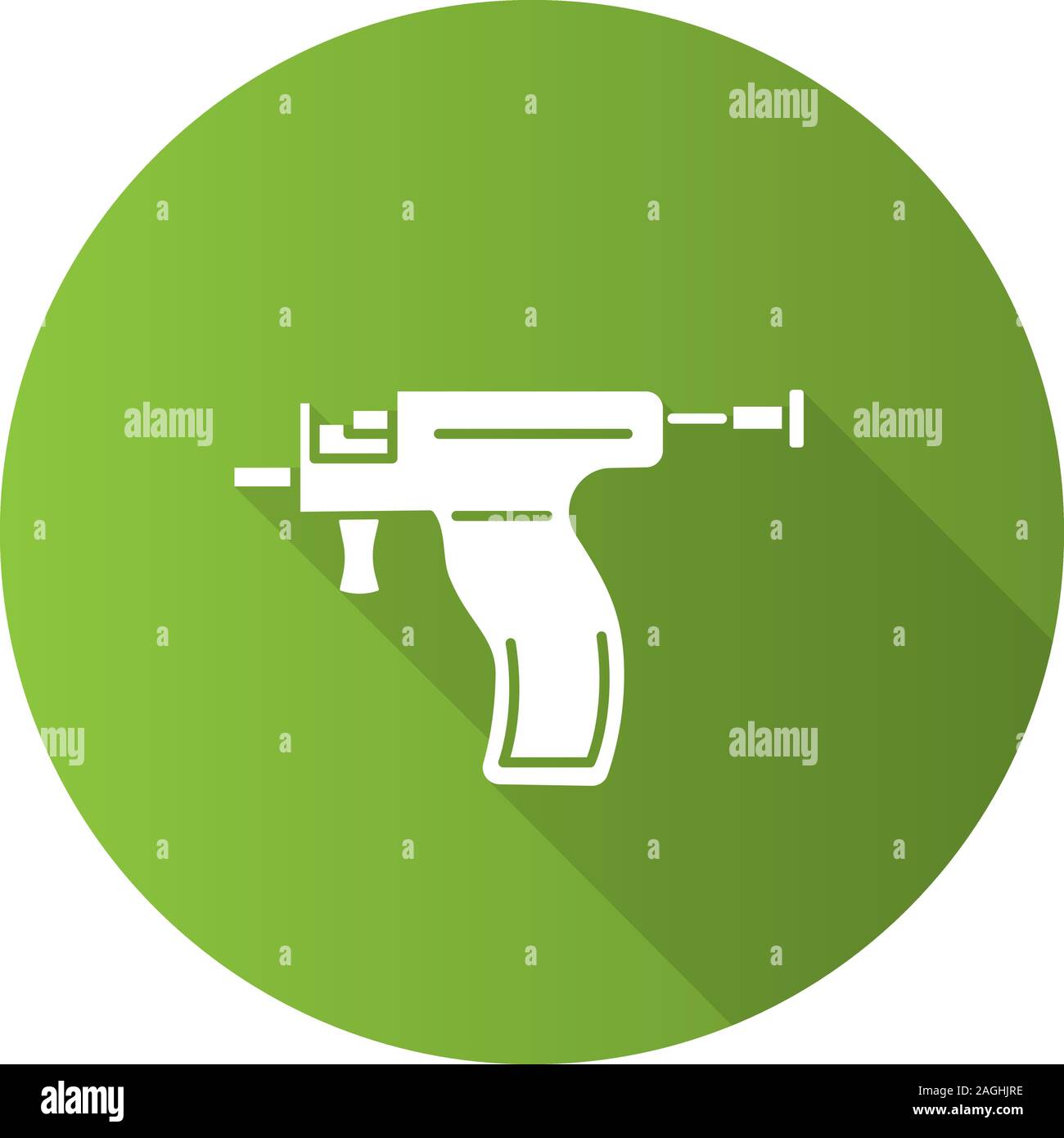 Piercing gun flat design long shadow glyph icon. Ear piercing ...