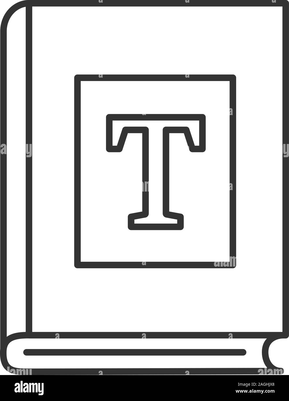 Book cover printing linear icon. Thin line illustration. Book font ...