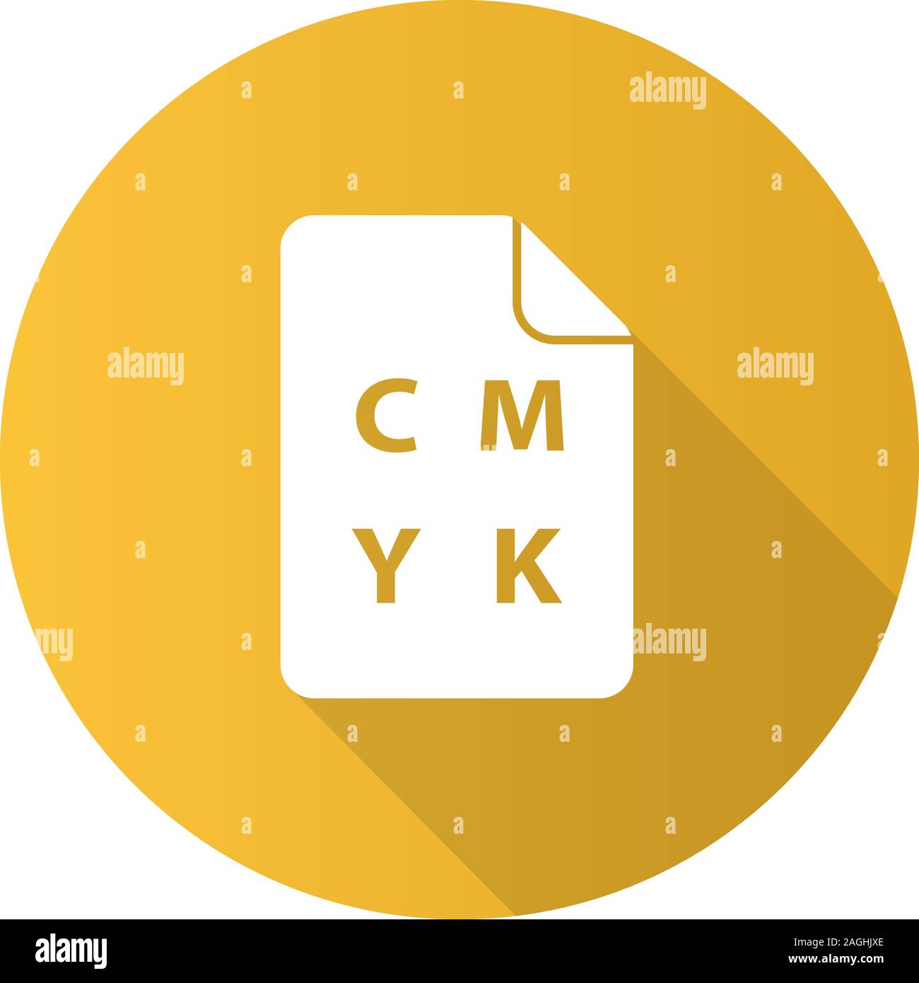CMYK color circle model flat design long shadow glyph icon. Cyan ...