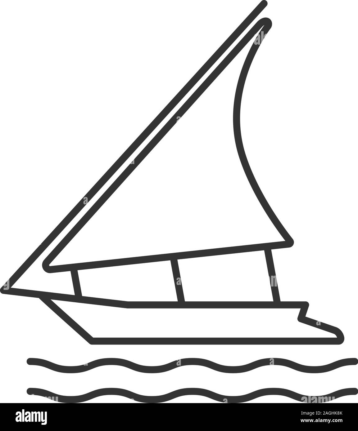 Sailing boat linear icon. Felucca. Thin line illustration. Yacht ...