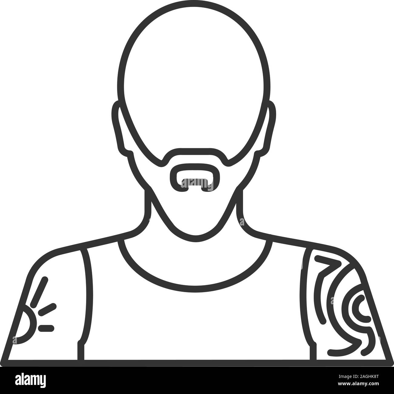 Tattoo artist linear icon. Tattooist. Thin line illustration. Man with ...