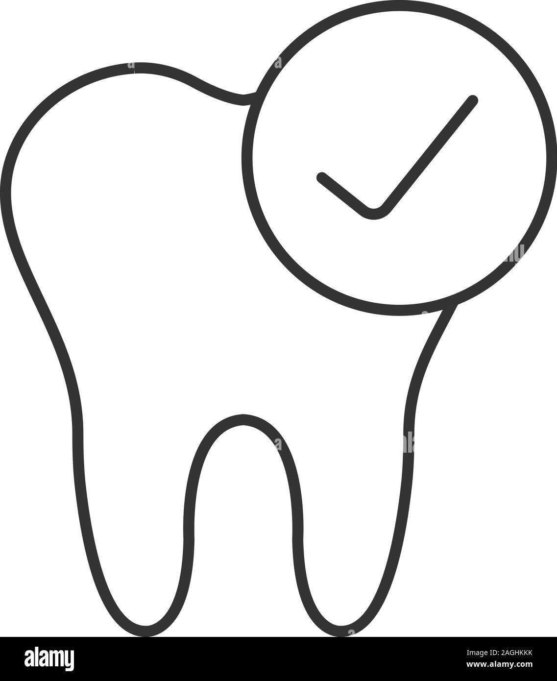 Healthy teeth linear icon. Thin line illustration. Tooth with check ...