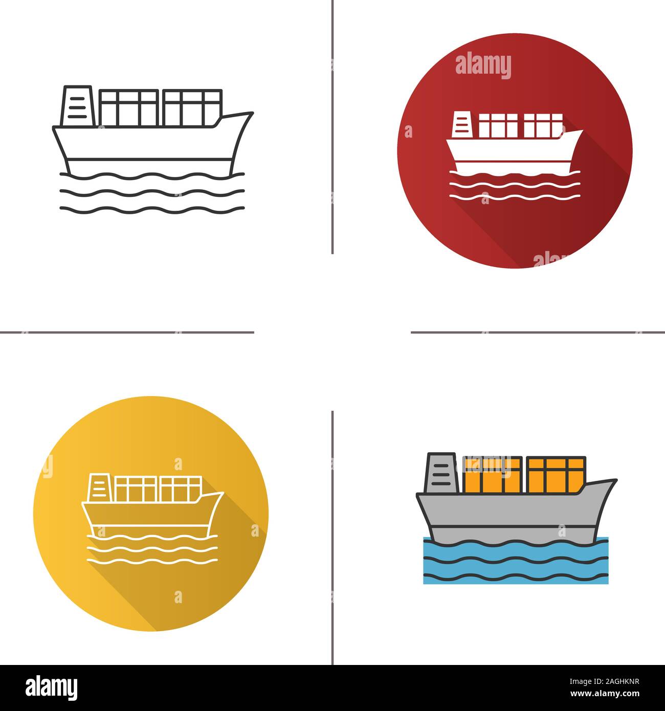 Cargo ship icon. Flat design, linear and color styles. Tanker ...