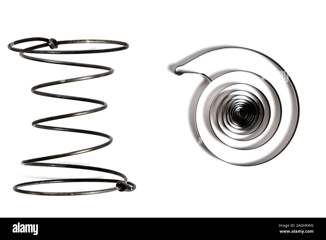 Metal springs from broken clock and upholstered furniture Stock Photo ...