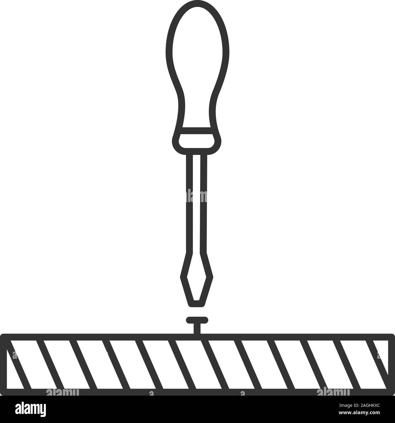 Screwdriver, turn screw linear icon. Thin line illustration. Contour ...