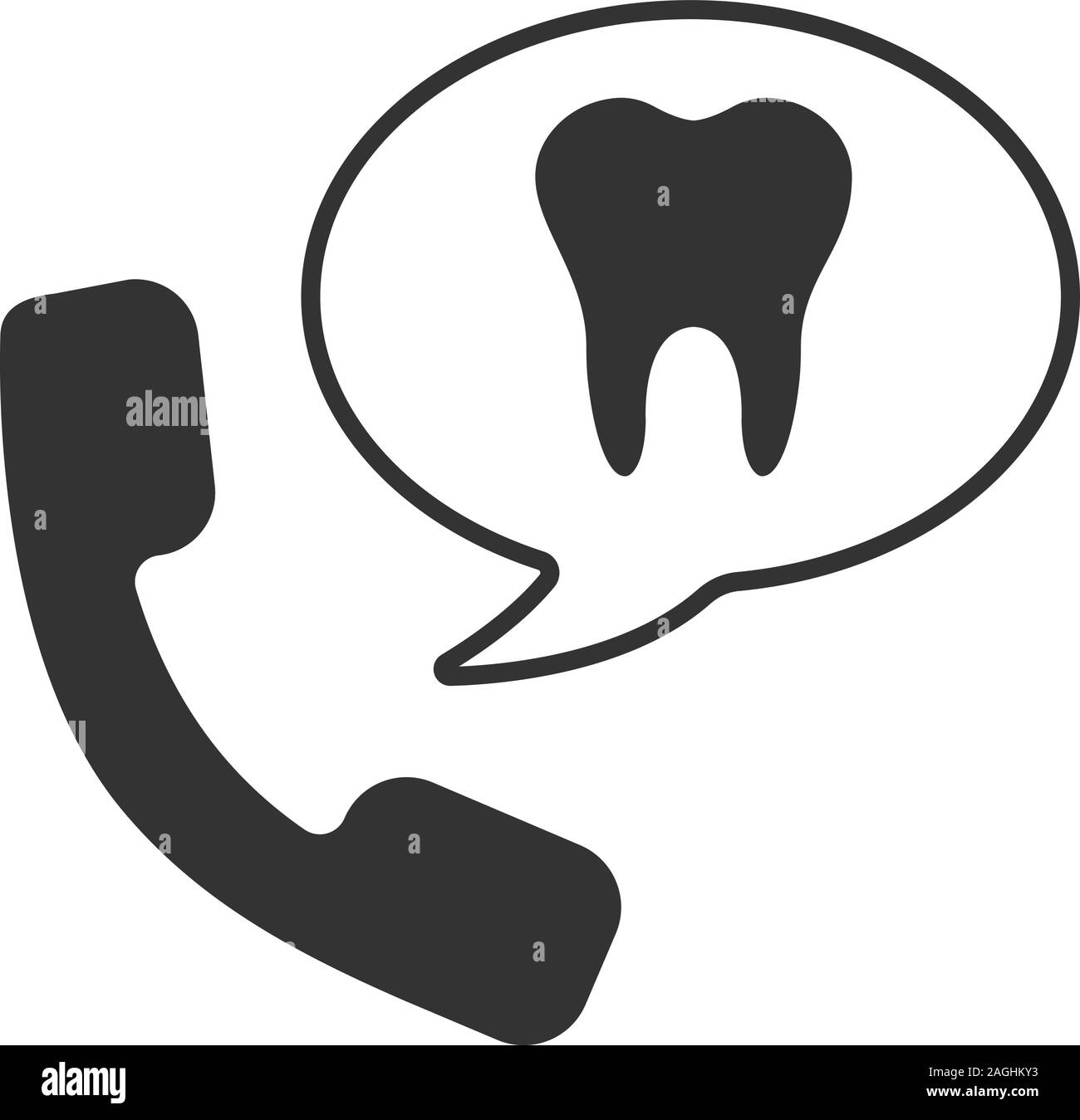 Making appointment with dentist glyph icon. Silhouette symbol. Handset ...