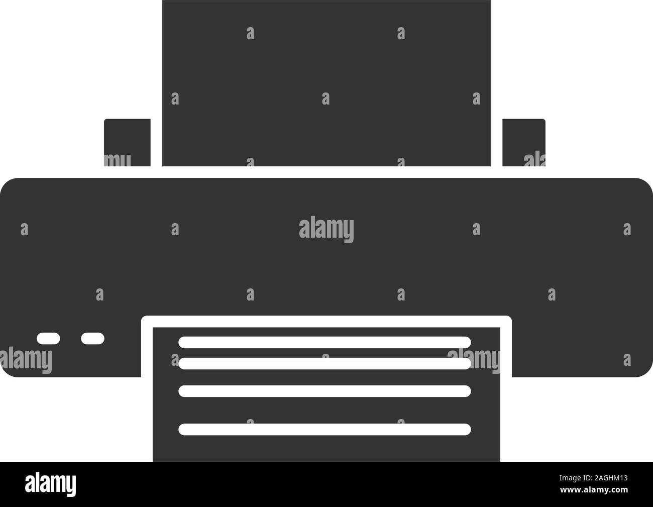 Printer glyph icon. Printing machine. Silhouette symbol. Negative space ...
