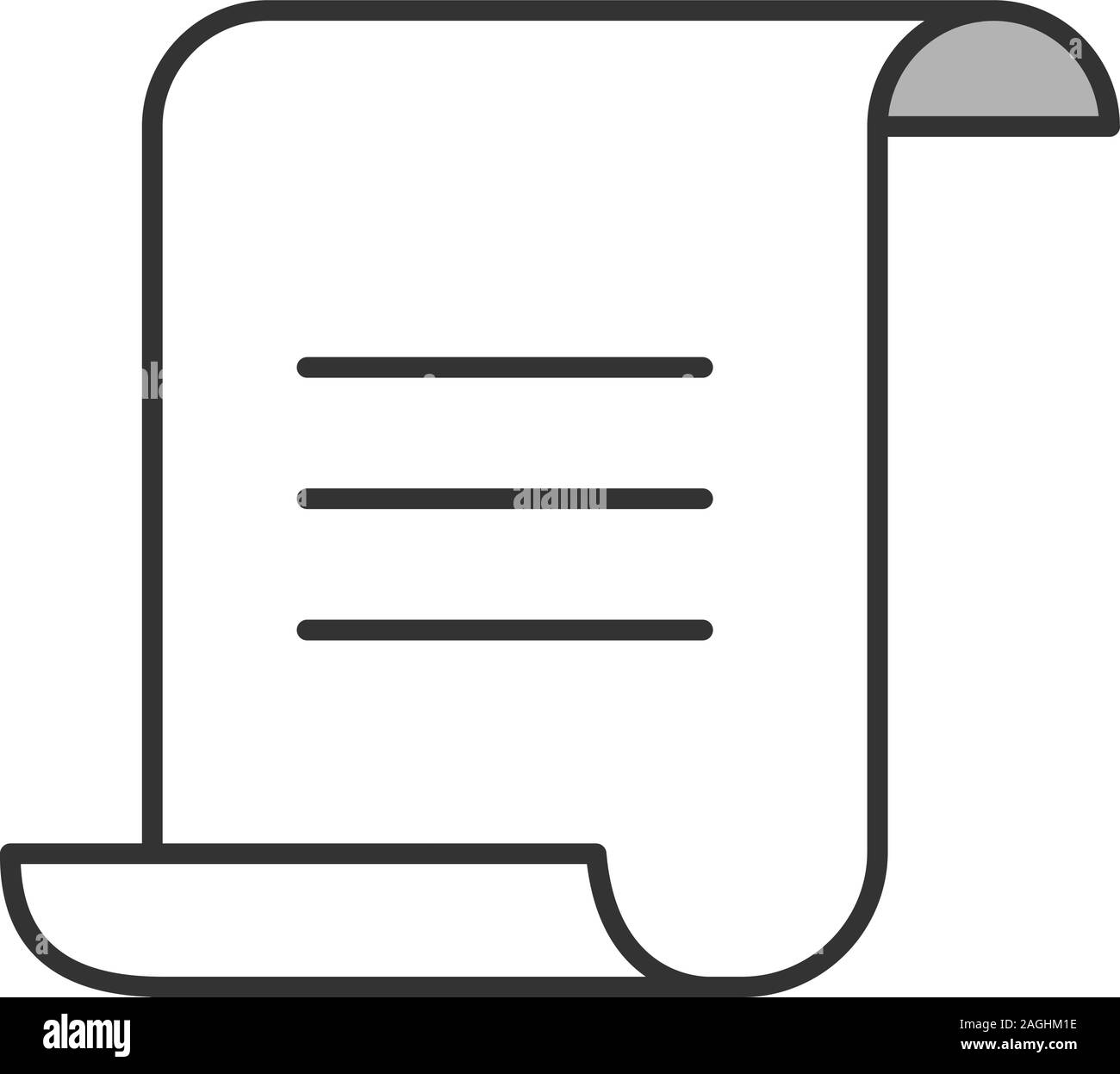 Paper scroll with text color icon. Document, certificate. Isolated ...