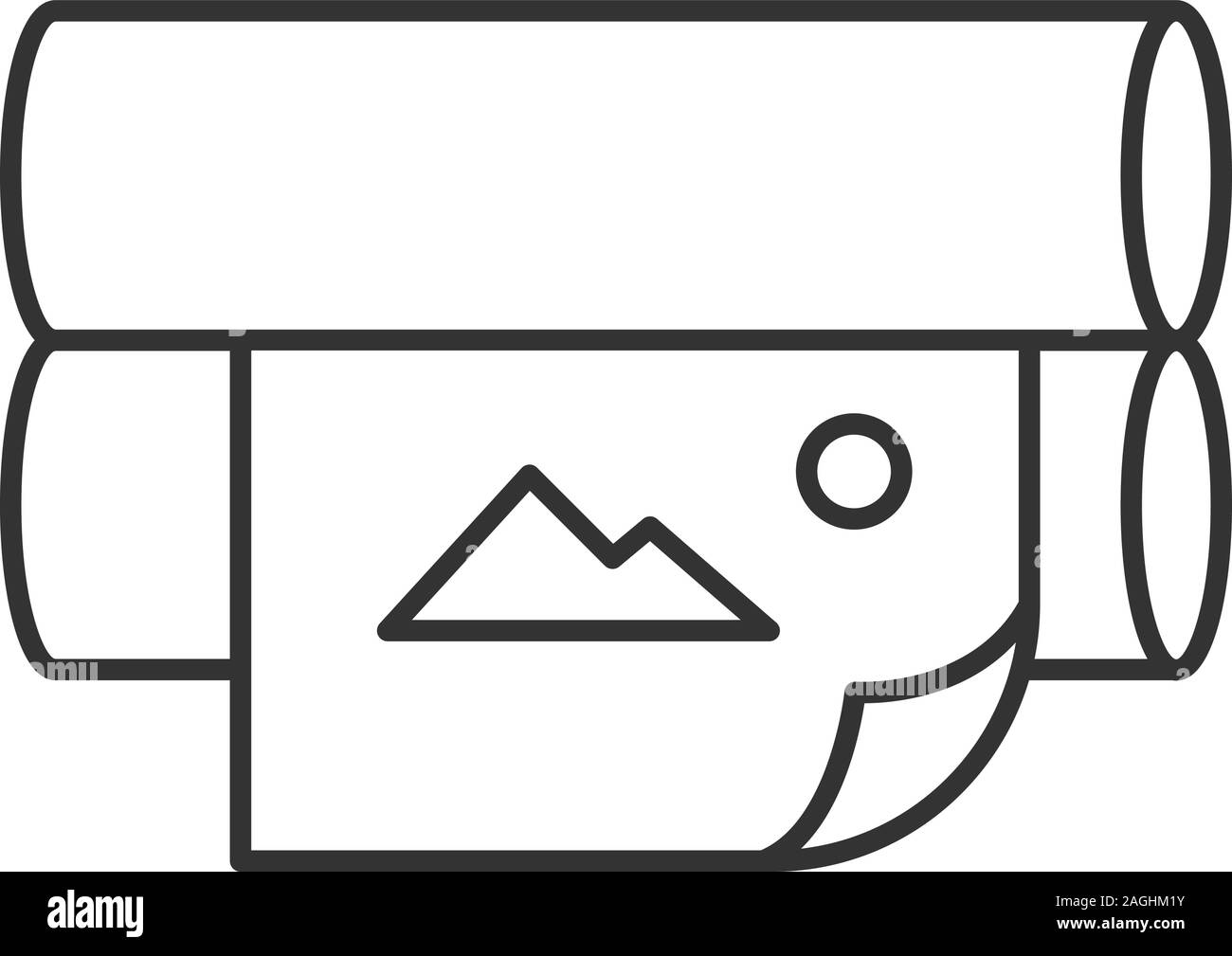 Offset printer linear icon. Thin line illustration. Flexography. News ...