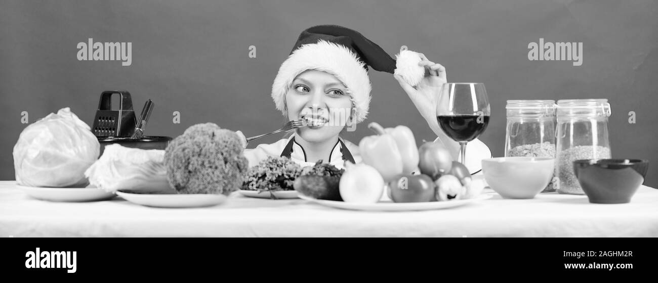 Christmas dinner idea. Healthy christmas holiday recipes. Woman chef or ...