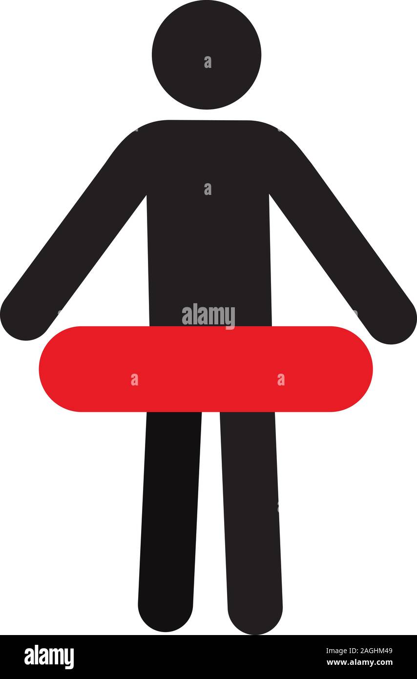 Person with lifebuoy silhouette icon. Life donut, lifebelt. Isolated ...