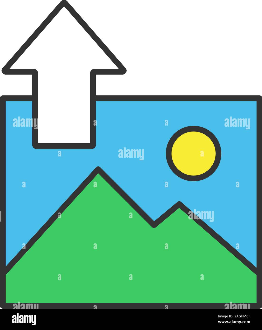 Digital image uploading color icon. Picture with up arrow. Isolated vector illustration Stock ...
