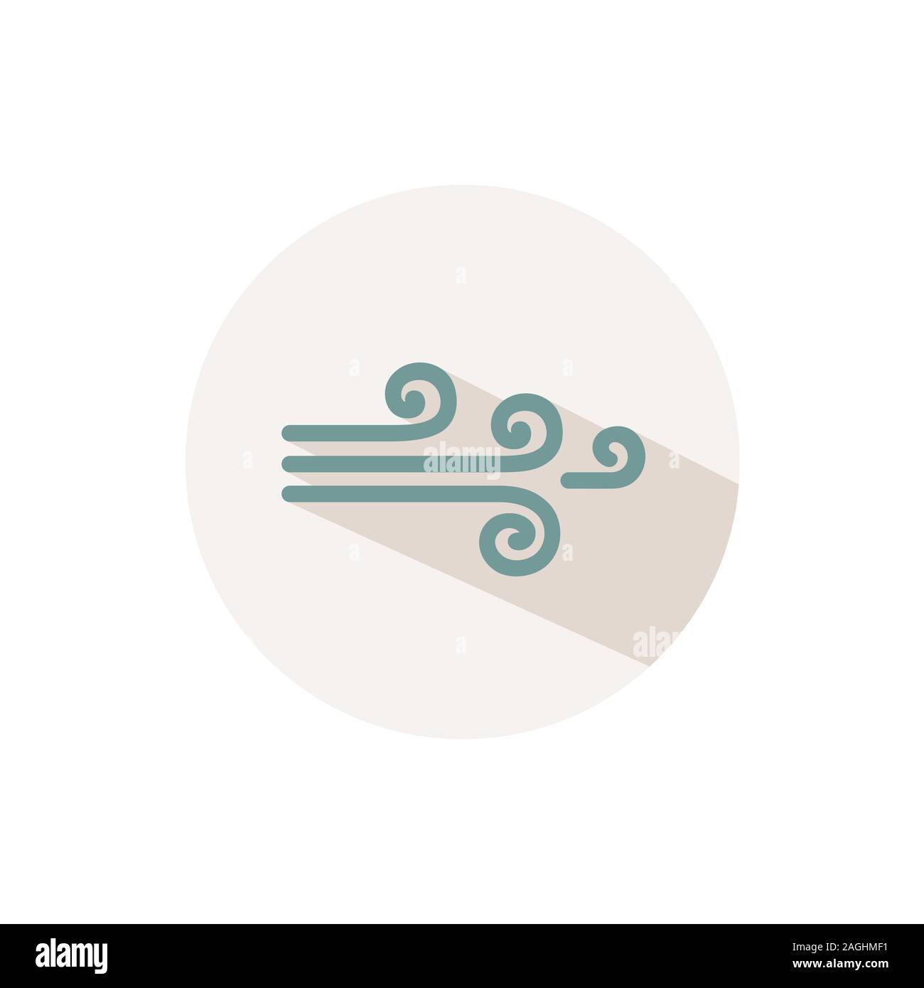 Wind. Icon with shadow on a beige circle. Fall flat vector illustration ...