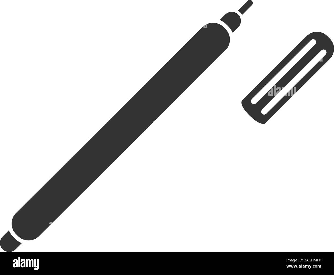 Marker pen glyph icon. Highlighter. Silhouette symbol. Negative space ...