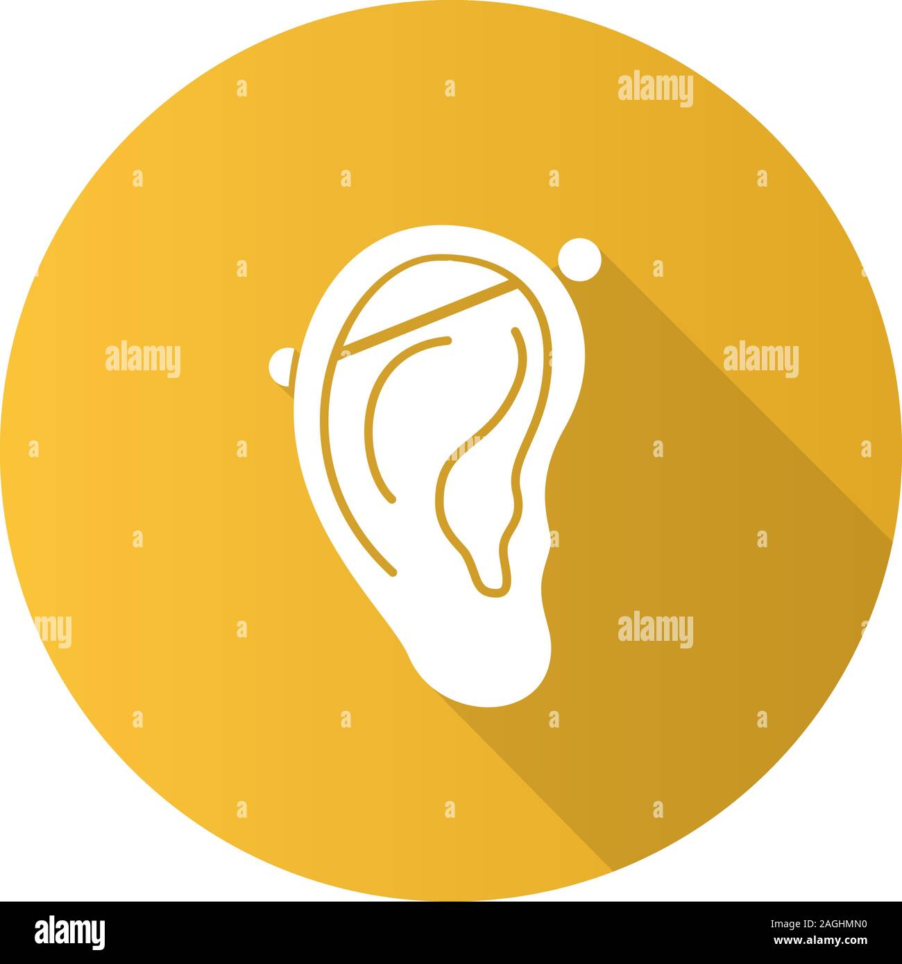 Industrial piercing flat design long shadow glyph icon. Pierced ear ...