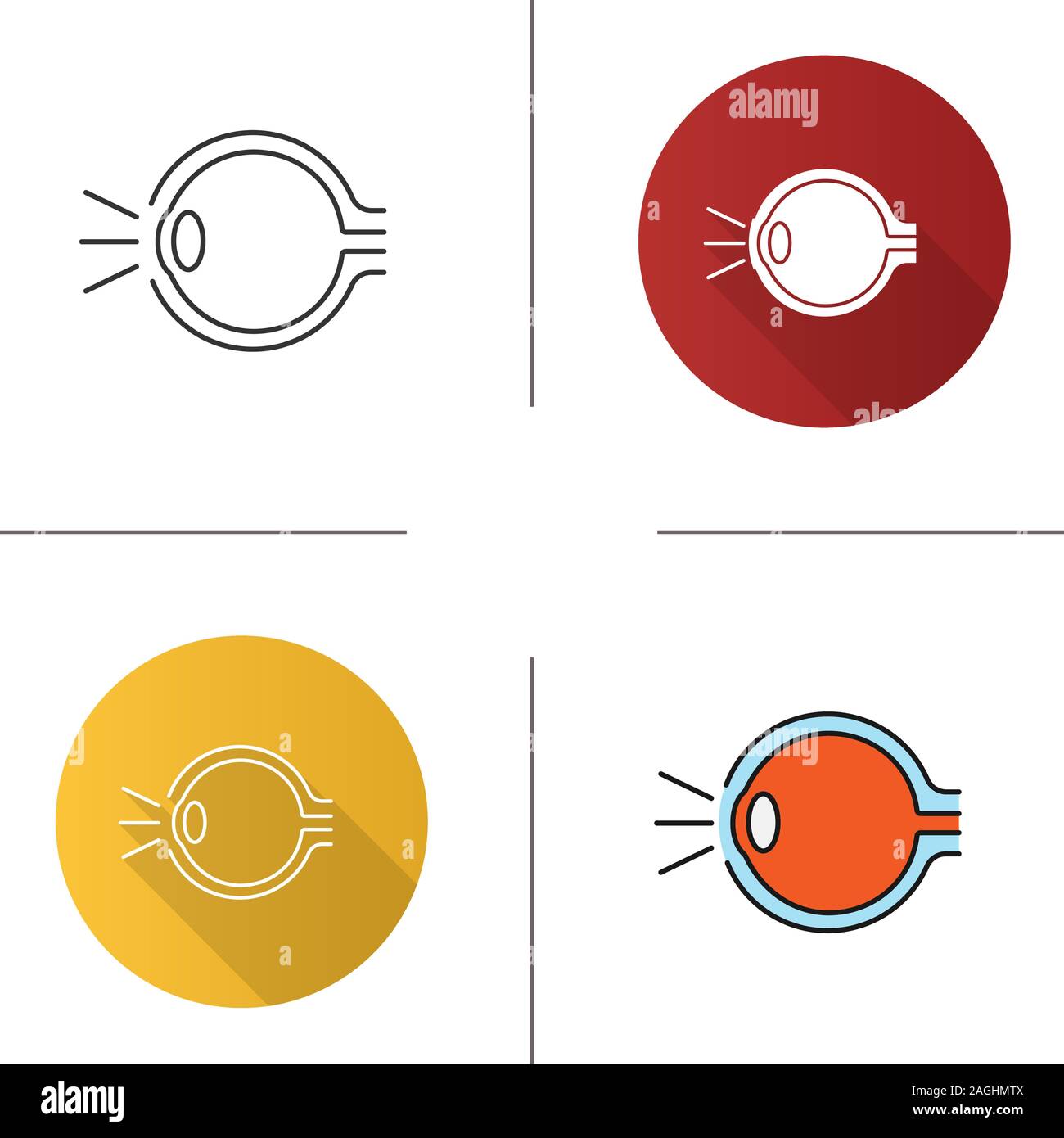 Eye anatomy icon. Flat design, linear and color styles. Light ...